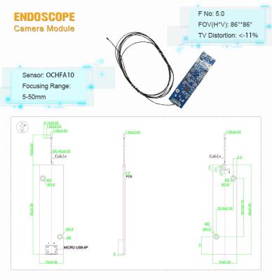 China Mini interfaz UVC del pixel 1.5m m del módulo 700*700 de la cámara del endoscopio OCHFA10 en venta