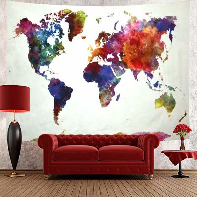 China World Map Tapestry Watercolor Tapestry Abstract Map Tapestry Wall Hanging Colorful Globe Tapestry for sale