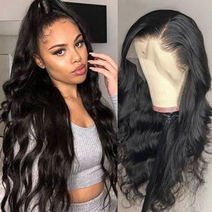 China Body Wave Human Hair Unprocessed Natural Black Brazilian 13*4 Lace Front Wig for sale