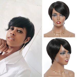 China Remy Hair Black Pixie Cut Short Wig Pixie 100% Human Hair Wig for sale
