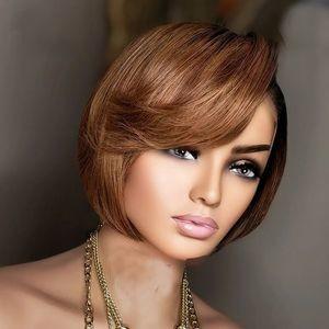 China 13*1 Cut Pixie Wig Brazilian Indian Human Hair T Part Lace Wig for sale
