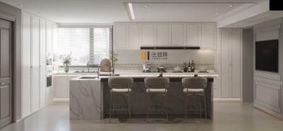 China Verfijnde chique moderne room wit roestvrij staal keukenkasten met luxe marmer Te koop