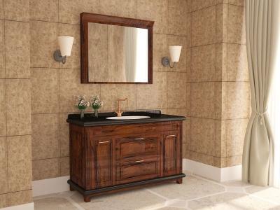 China Customizable Euro Style Bathroom Vanity Cabinets With Gold Handles And Faucet for sale