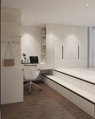 China Fadior Stainless Steel Modern Tatami Bed With Integrated Study Desk And Hidden Storage for sale