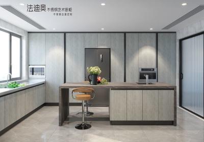 China Fadior Cement Grijs Elegance Premium Keukenkasten van roestvrij staal met tijdloos modern design Te koop