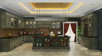 China Natuurgeïnspireerde elegantie en tijdloze verfijning Bosgroene keukenkasten Te koop