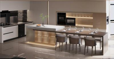 China Moderne keukenkasten van roestvrij staal met duurzame ontwerpfunctionaliteit en elegantie Te koop