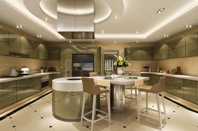 China Elegant Olijfgroen Moderne en Duurzame Keukenkast van Roestvrij Staal Te koop