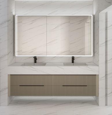 China Champagne Gold Dual Basin Stainless Steel Bathroom Vanity for sale