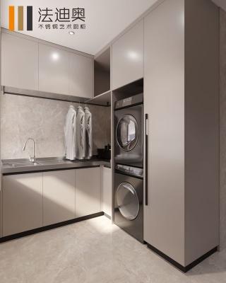 China Minimalist Beige Design Stainless Steel Laundry Cabinet With Durable Functionality for sale