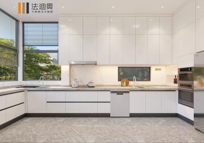 China Premium Stainless Steel U-Shaped Kitchen Cabinet With Extra-High Wall Cabinets for sale