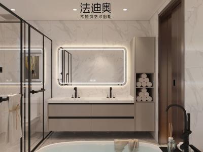 China Champagne Matte Stainless Steel Bathroom Vanity with Dual Sinks for sale