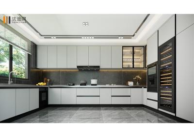 China Elegant en modern U-vormig kookkastje van roestvrij staal met ingebouwde wijnkoeler Te koop