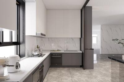 China Gray And Off-White Stainless Steel Kitchen Cabinet With Double Wine Cabinet for sale