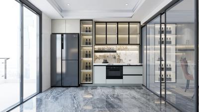 China Dual-line design zachte beige kookkasten van roestvrij staal Te koop