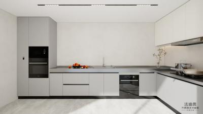 중국 무광 실버 Fadior L자형 스테인리스 스틸 주방, 이음새 없는 디자인과 위생적인 표면 판매용