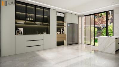 China Fadior Mung Bean Grey Stainless Steel Kitchen Cabinets Elegant Custom Design With Integrated Dining Space for sale