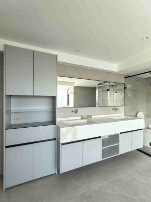 China Modern Grey Stainless Steel Bathroom Vanity with Integrated Sink for sale