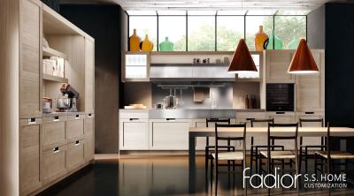 China Natural Wood Stainless Steel Kitchen Cabinets with Display & Oven Tower for sale