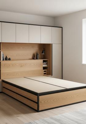 China Low-Profile Japandi Tatami Platform Bed in 304 Stainless Steel for sale