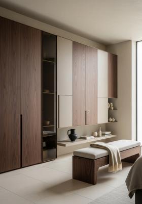 China Bronze-Glass & Walnut Modular Wall System in 304 Stainless Steel for sale