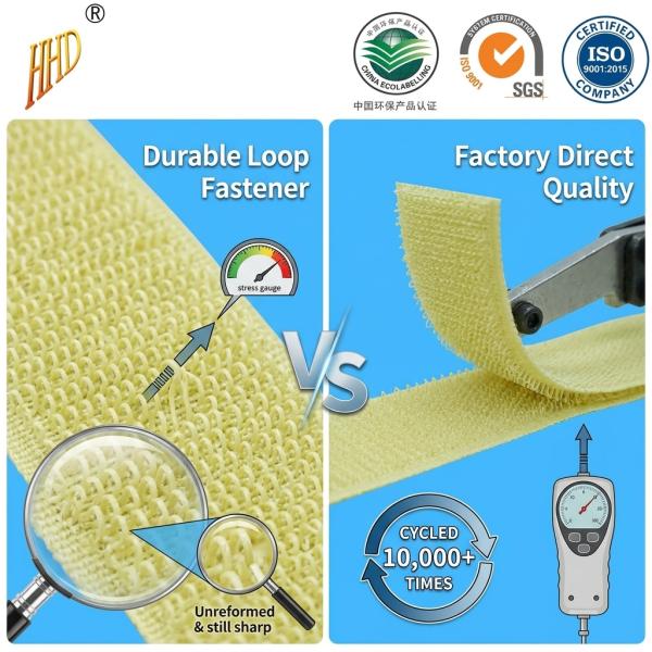 Quality 300°C Light Yellow High-Temperature Aramid Loop Hook and Loop Tape Factory Direct High-Quality Wholesale OEM Bulk Orders Industrial Use for sale