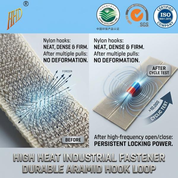 Quality 300°C High-Temperature Aramid Metal Flame Retardant Hook And Loop Fastener with Stainless Steel Hooks, Factory Direct High-Quality Wholesale OEM Bulk Orders for Industrial Use for sale