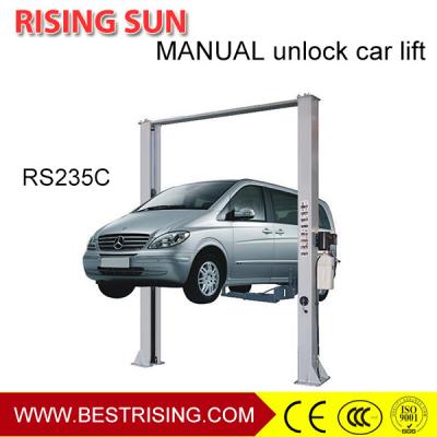China Overhead design 2 post garage car lift for workshop with manual release for sale