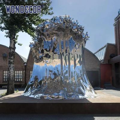 China WONDERS Casting Stainless Steel Sculpture Metal Wave Sculpture 250cm for sale
