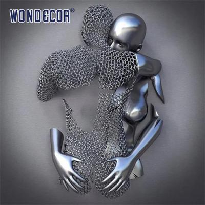 China Love Concept Metal Wall Art Sculpture hug shape For Interor Decor for sale