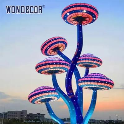 China Lighting Abstract Metal Garden Plant Sculptures  3D+2D  Design for sale