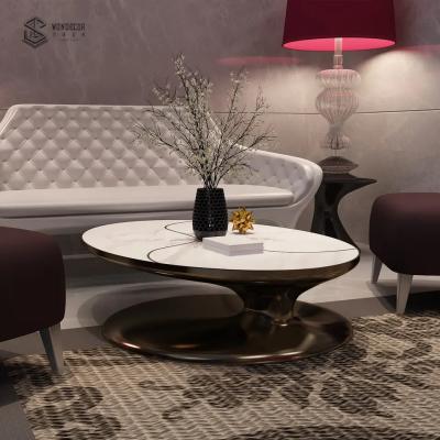 China Woonkamer Top Marmeren Kunst Tafel Meubilair Roestvrij Staal Te koop