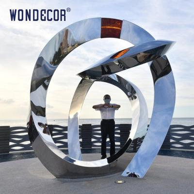 China Weather Resistance Stainless Steel Abstract Sculpture Circular Triangular Tube Geometry for sale