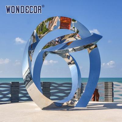 China Weather Resistance Stainless Steel Abstract Sculpture Circular Triangular Tube Geometry for sale