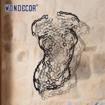 China Square Splicing Abstract Stainless Steel Sculpture Female Torso Wall Decoration for sale