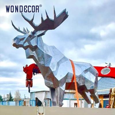 China Unique Outdoor Stainless Steel Sculpture Large Public Art Geometry Elk Te koop