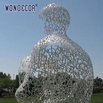 Cina Esterno grande arte metallica cava persona seduta scultura in acciaio inossidabile in vendita
