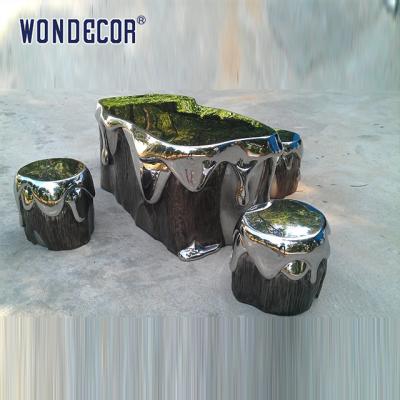 China Modern Indoor Metal Art Stainless Steel Table And Chair Sculpture à venda
