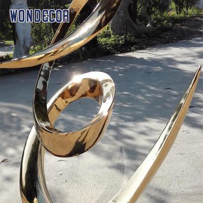 China Modern Metal Art Craft Abstract Twisted Ribbon Decoration Stainless Steel Sculpture Te koop