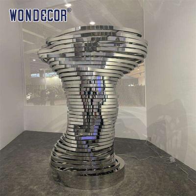 China Indoor Lighting Curved Brushed Stainless Steel Metal Interactive Art Sculpture for sale