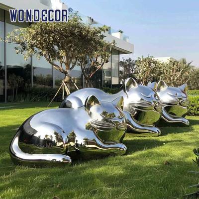 Cina Grande parco all'aperto arte metallica astratto animale gatto scultura in acciaio inossidabile in vendita