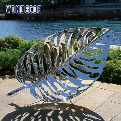China Hotel Tuin Outdoor Decoratie Roestvrij staal blad sculptuur Te koop