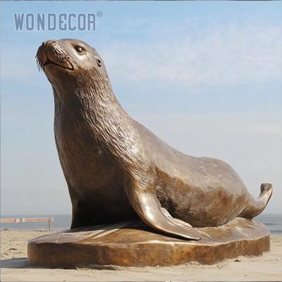 China Estátua de Otarie de bronze de tamanho natural para espaços costeiros Decoração marinha à venda