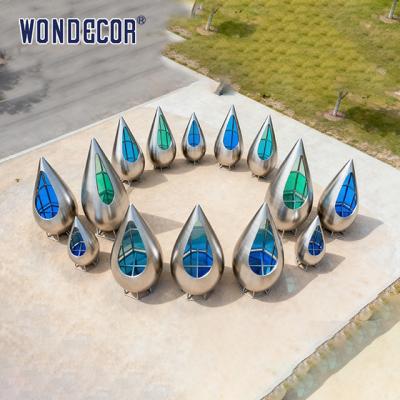 China Large-scale Outdoor Plaza Metal Light and Shadow Art Installation: Water Drop Stainless Steel Sculpture for sale