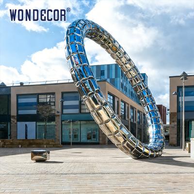 China Custom Ring Mirror Polished Ring Stainless Steel Sculpture Modern Outdoor Sculpture for sale