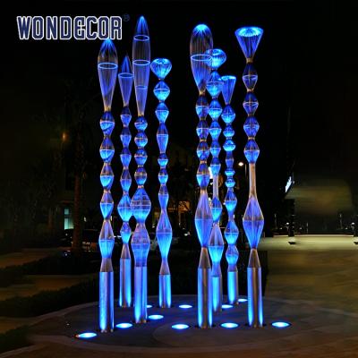 China Large outdoor park square stainless steel lighting sculpture for sale