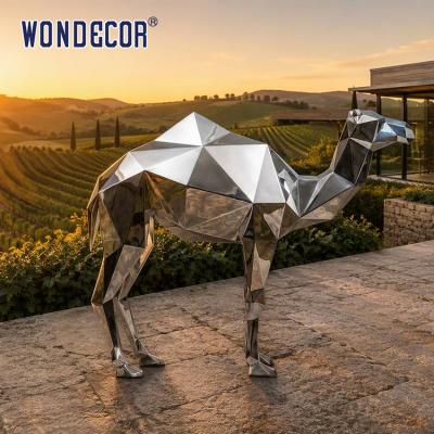 China Large Mirror Stainless Steel Geometric Faceted Camel Sculpture for City Plaza & Scenic Spot Landscape for sale