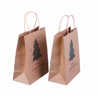 China 16x6x12 Christmas Kraft Bags Bulk Brown Kraft Bags Custom Printed for sale