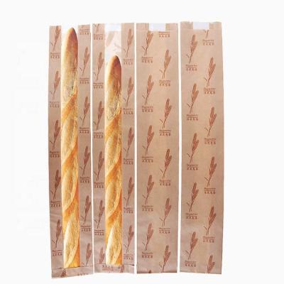 China Custom Printed French Baguette Paper Bag Brown Paper Bakery Bags With Window for sale