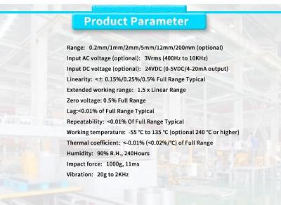 Cina Sensore LVDT ad alta precisione di potenza 24VDC 3Vrms per sistema di controllo del micro spostamento in vendita